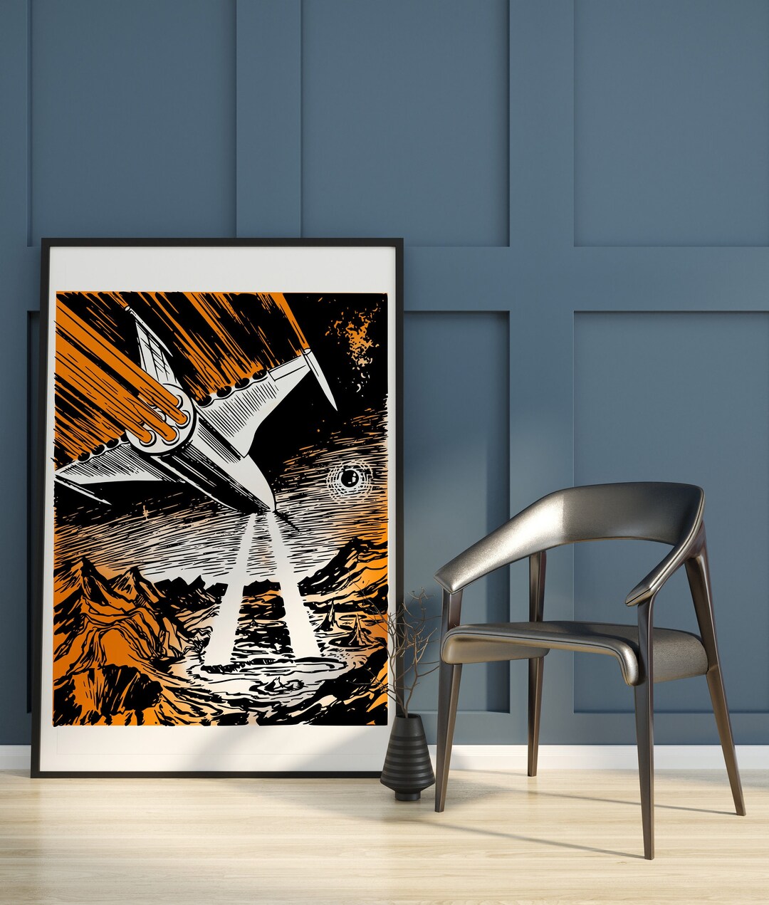 Retro Rocket Wall Art, Exhibition Print, Digital Download, Spaceship Decor Sci-fi Printable Wall ...