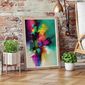 Vibrant Rainbow Watercolor, Contemporary Paint Splash, Abstract ...