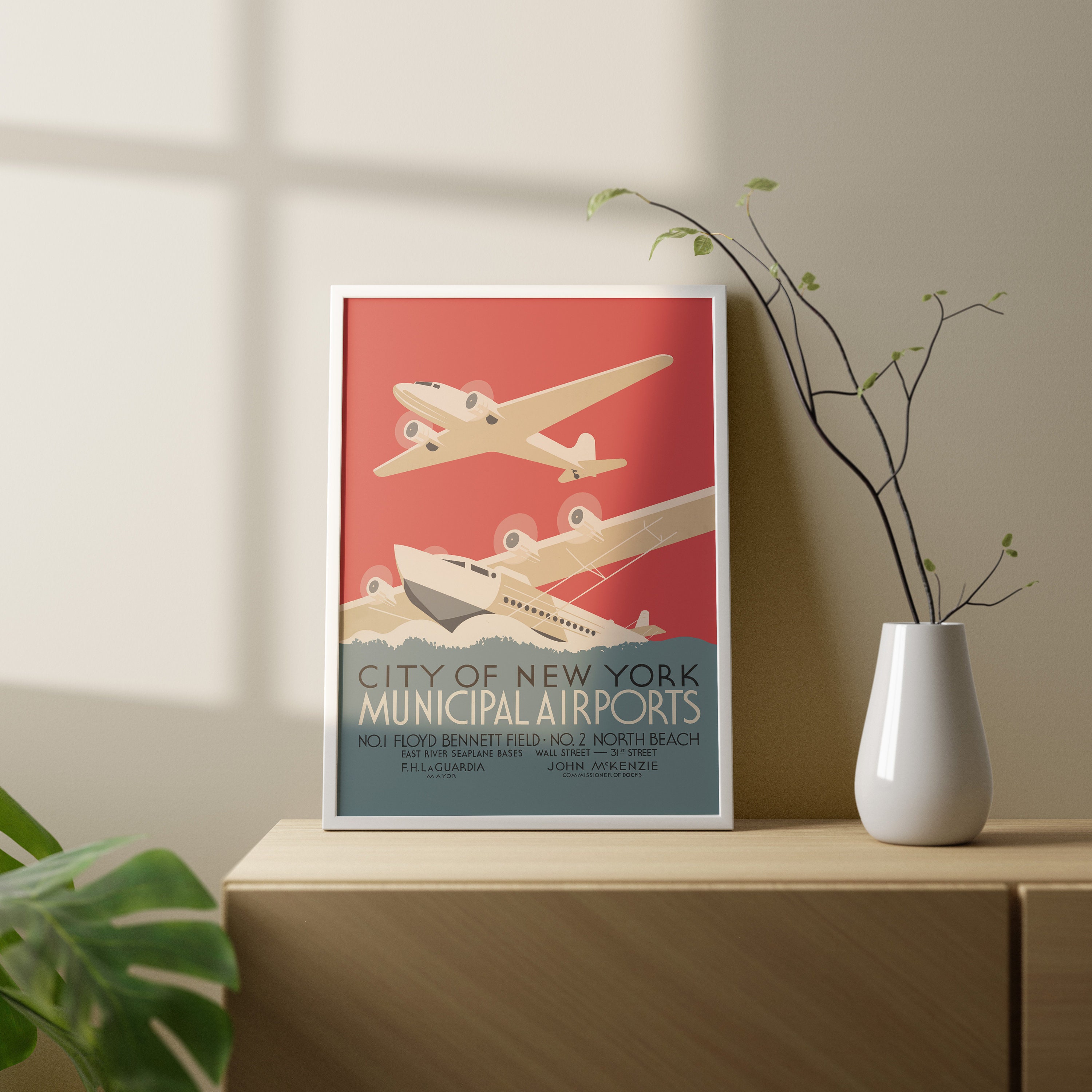 Vintage Art Deco Airplane Wall Art, Art Deco Poster Print Exhibition ...