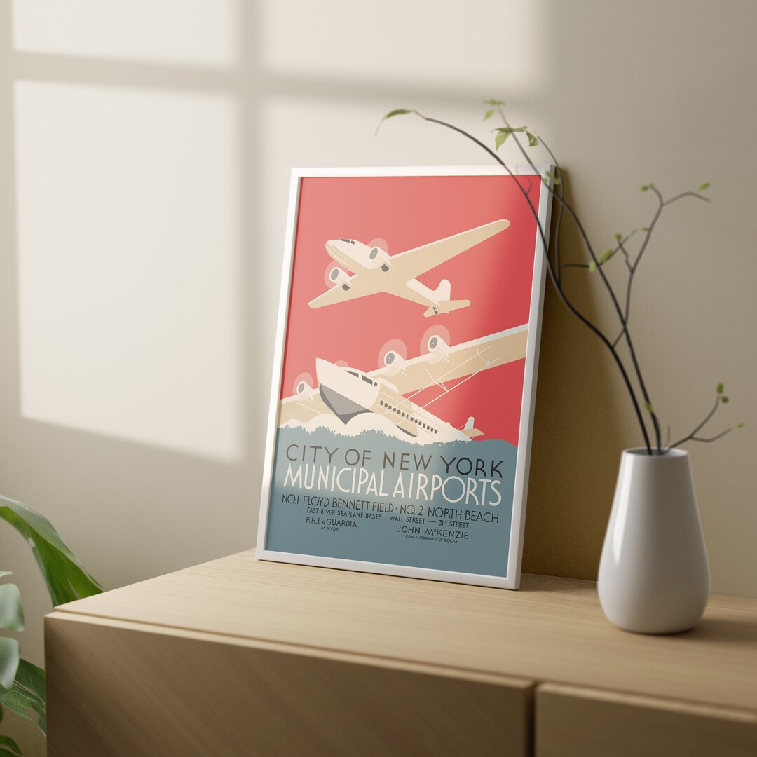 Vintage Art Deco Airplane Wall Art, Art Deco Poster Print Exhibition ...