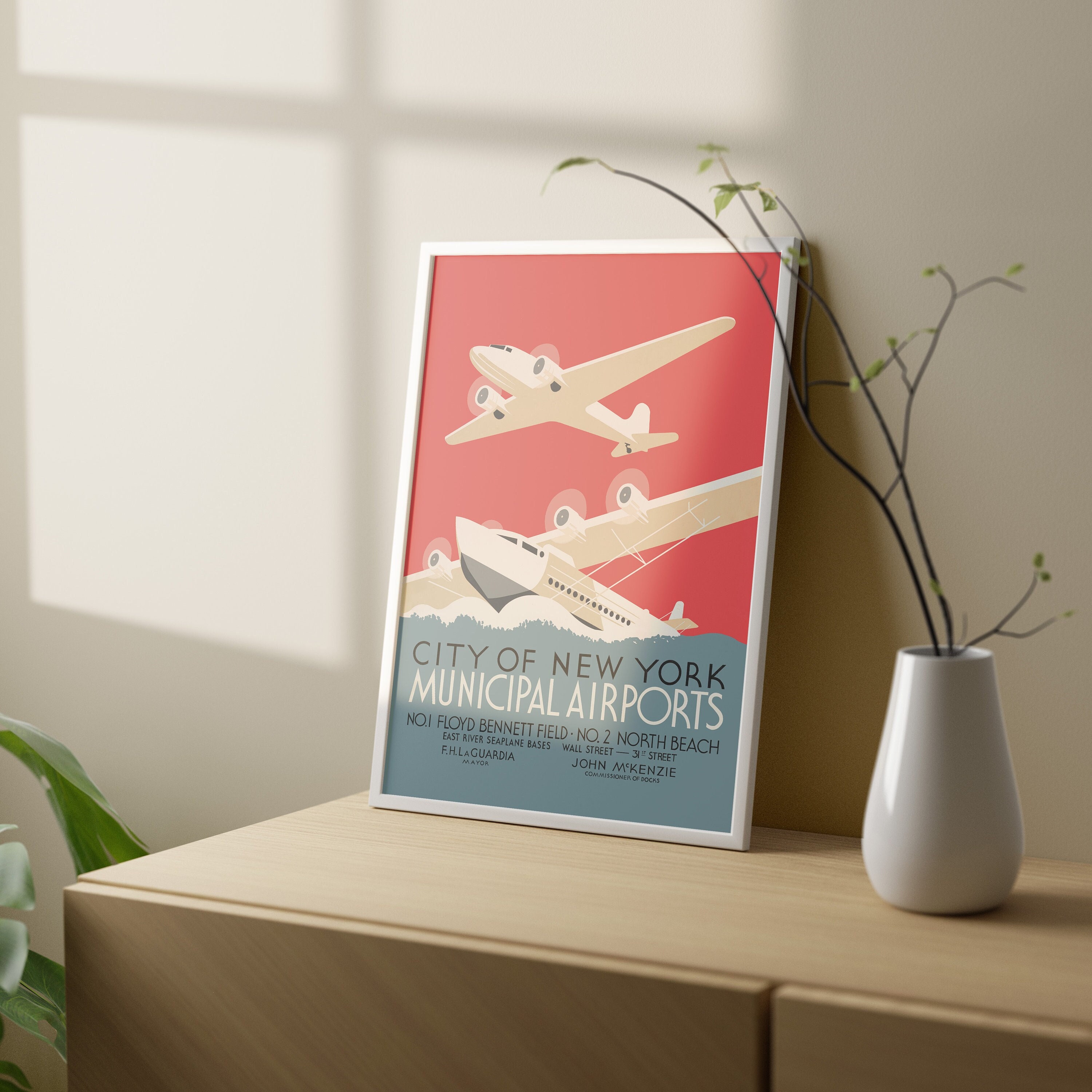 Vintage Art Deco Airplane Wall Art, Art Deco Poster Print Exhibition ...