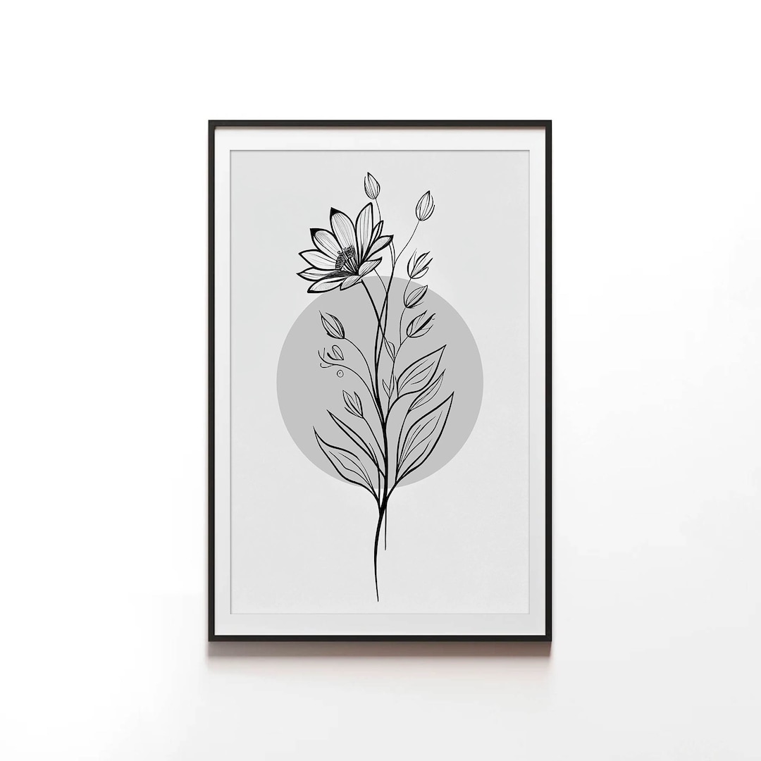 Esquema flor pared arte impresión natural, decoración de la pared de la ...