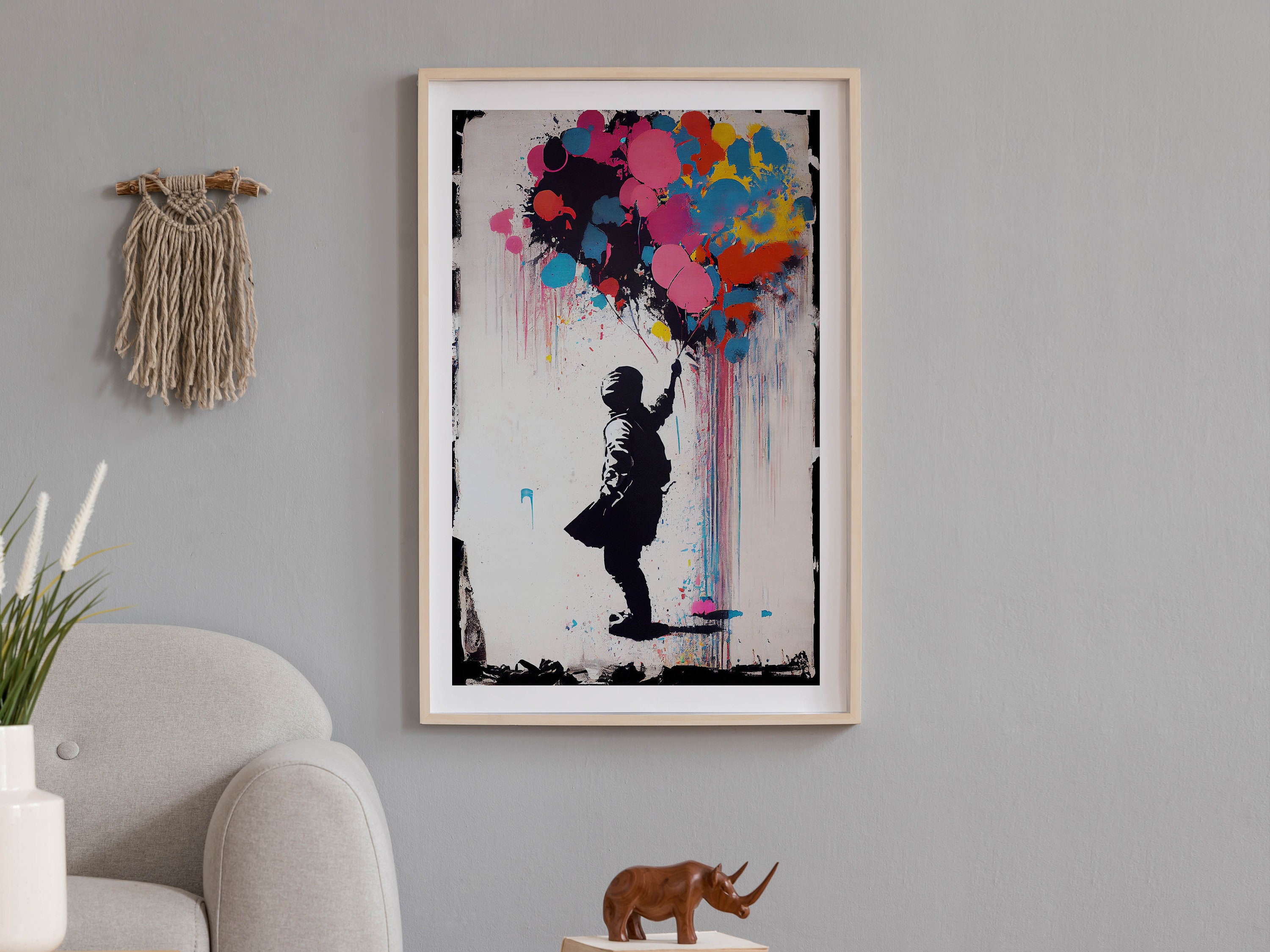 Banksy Graffiti Art, Street Modern Oil Painting, Canvas Wall Boy, Urban ...