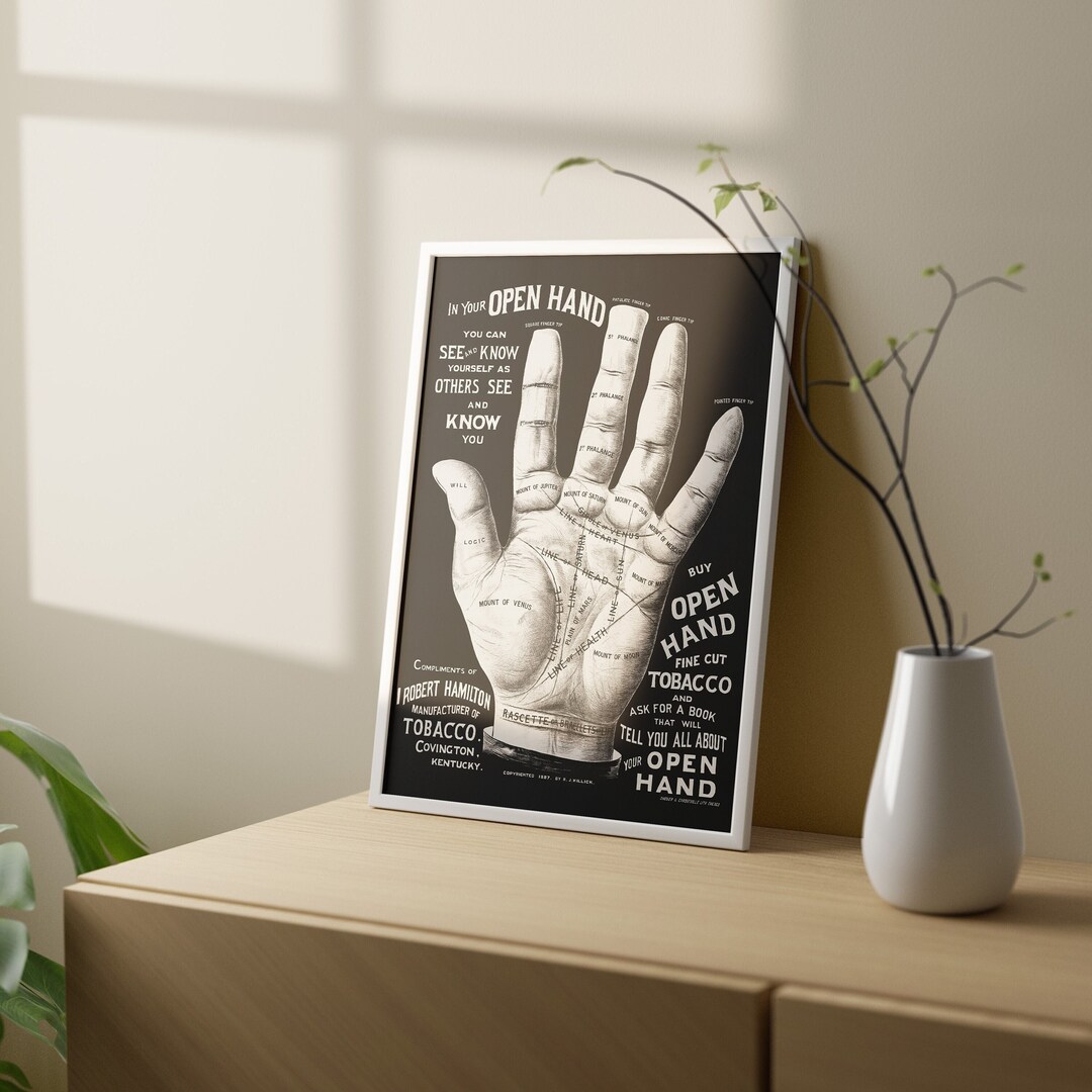 Open Hand of Life Palm Reading Wall Art, Exhibition Print, Digital ...