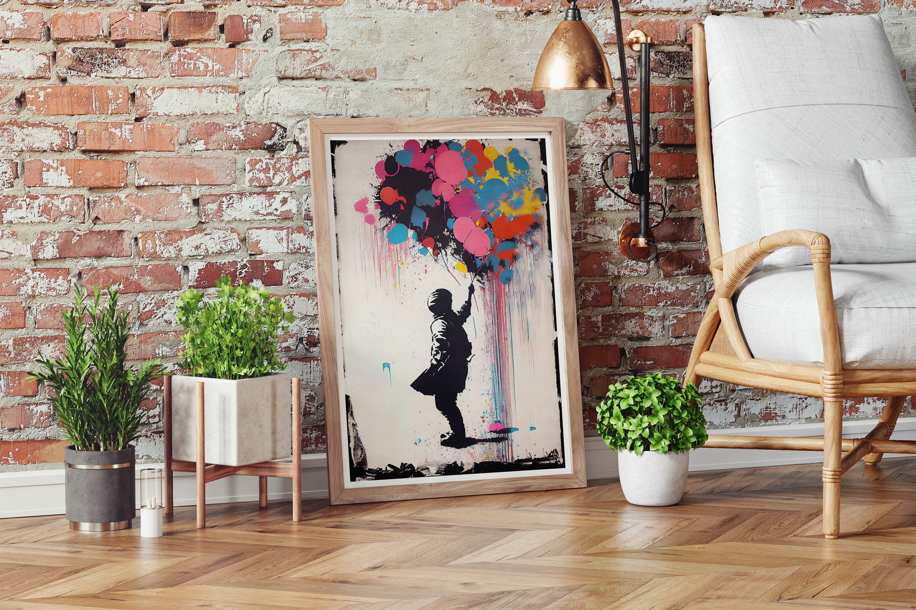 Banksy Graffiti Art, Street Modern Oil Painting, Canvas Wall Boy, Urban ...