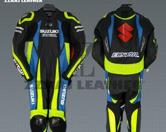 Motorcycle SUZUKI Track Leathers One Piece Motorbike Leather Racing ...
