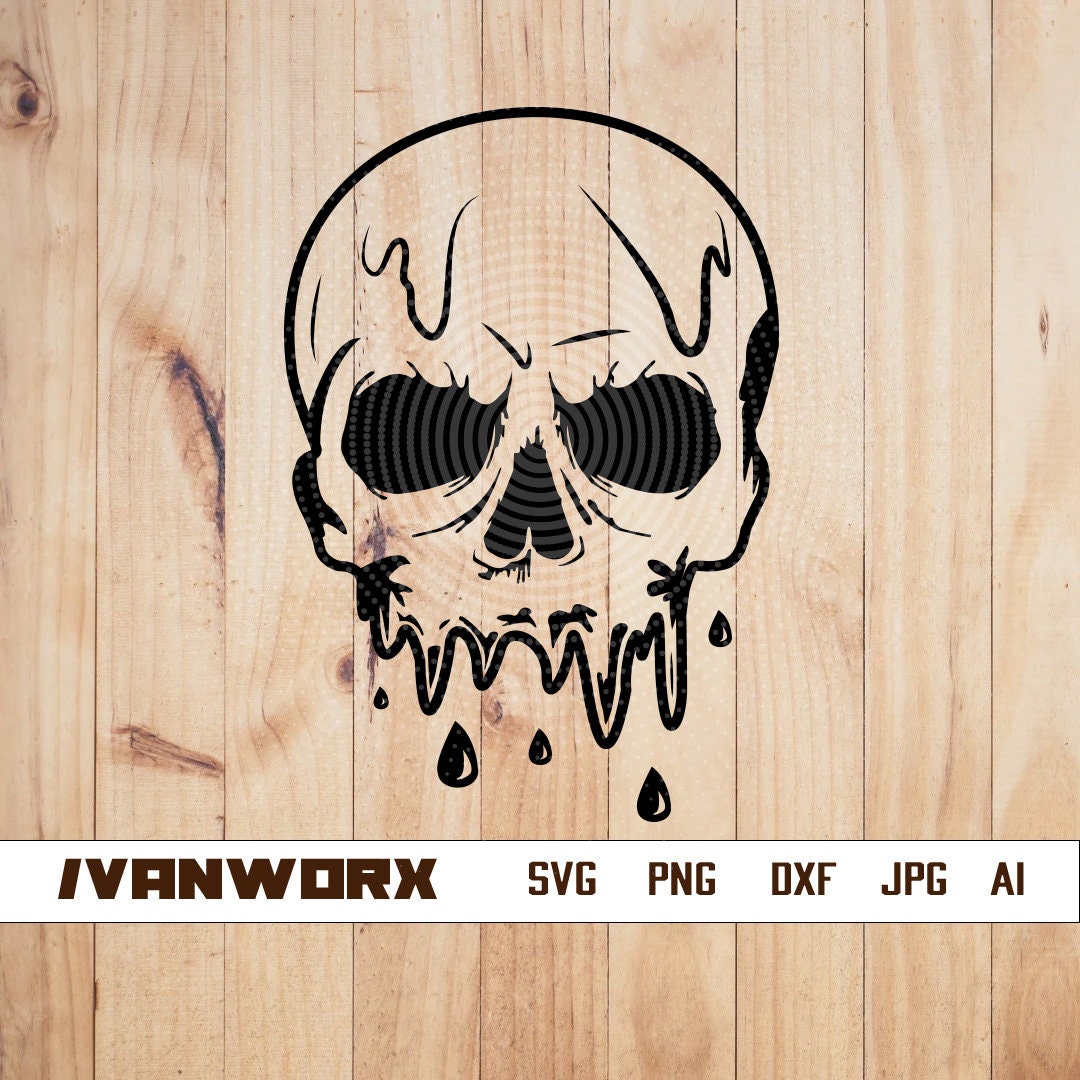 Skull Dripping Svg | Skull Dripping Png | Skull Stencil | Skull Clipart ...
