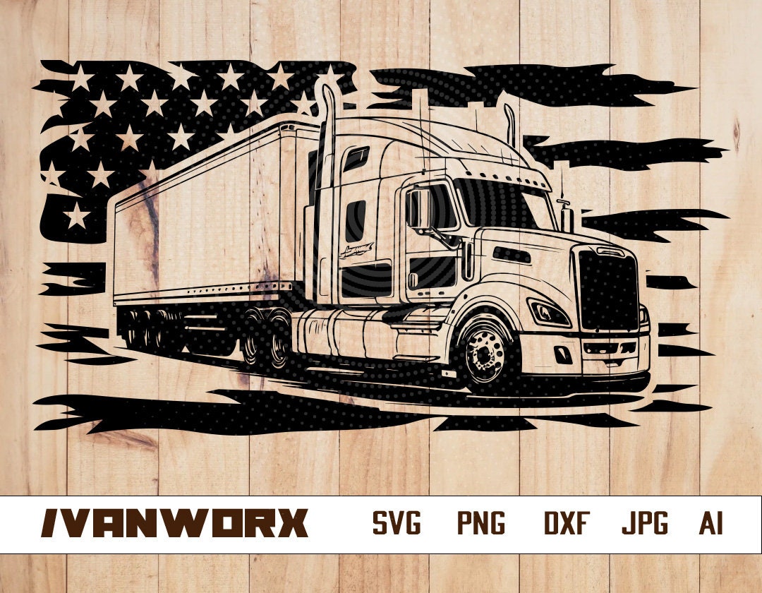 US Truck SVG | Trucker Svg | Heavy Truck Clipart | 16-wheeler Truck Png ...