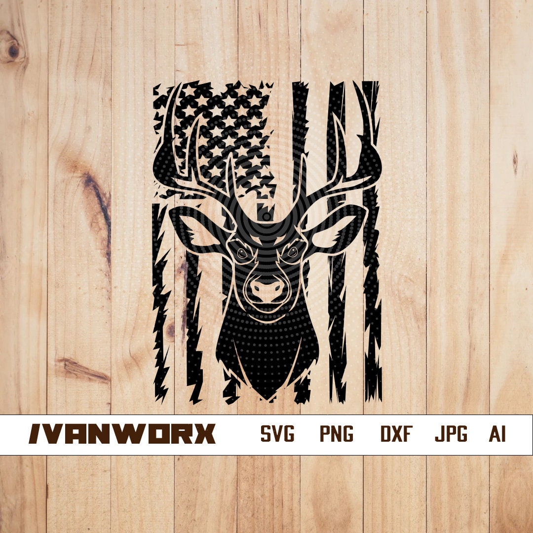US Deer Scene Svg | US Deer Scene Png | US Deer Scene Cut File | Deer ...