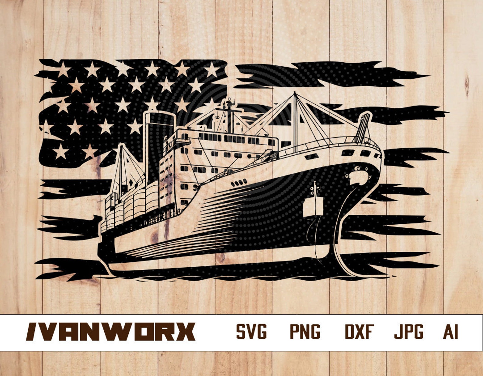 US Cargo Ship SVG Container Vessel Svg Cargo Ship Png Large Boat Svg ...