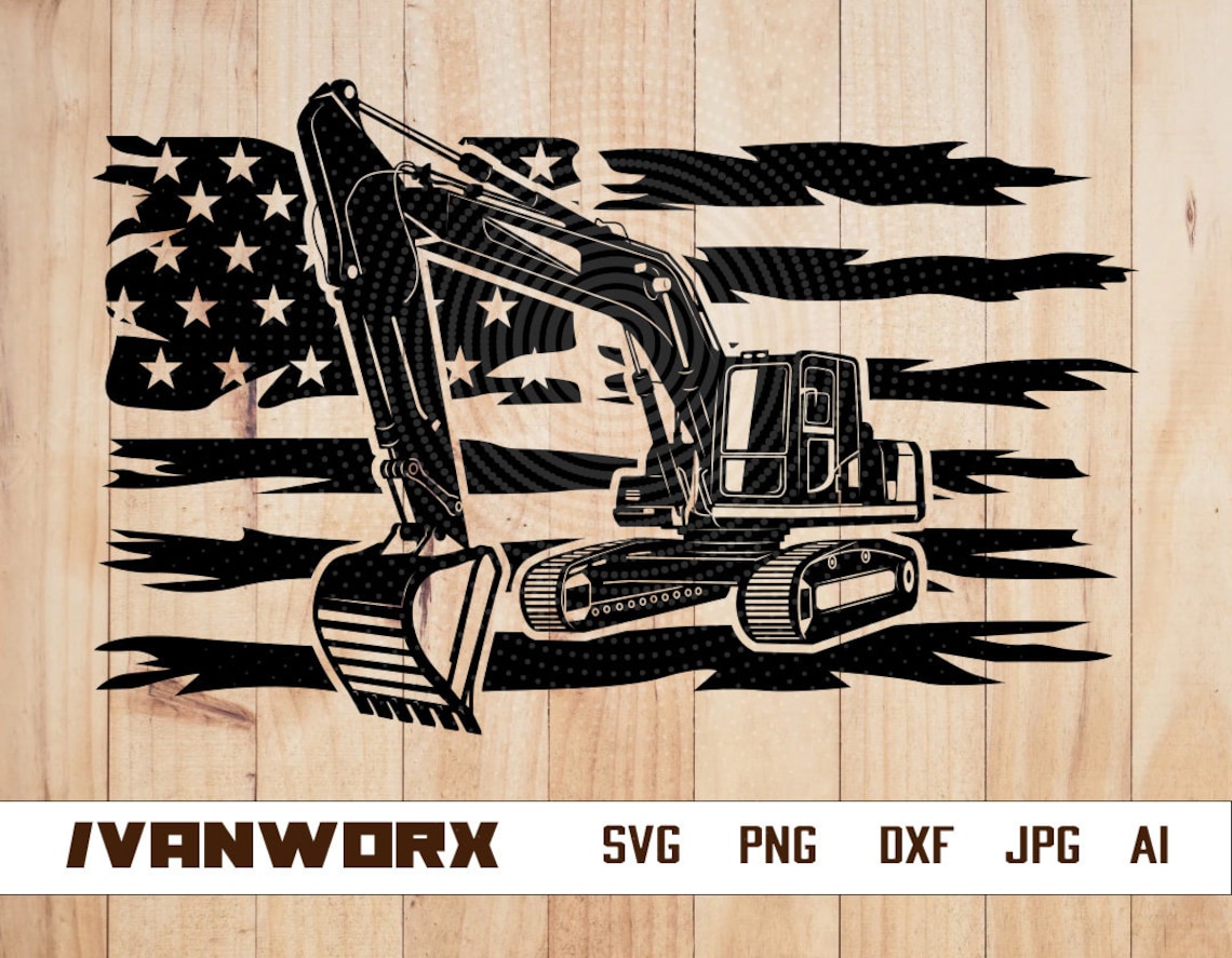 US Excavator Svg | Excavator Svg | Construction Svg | Excavator Truck ...