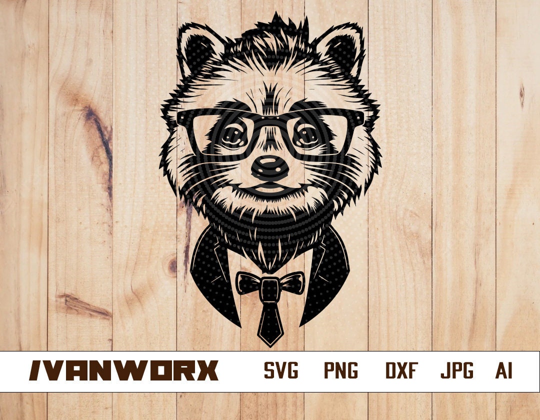 Raccoon Swag Svg | Cute Party Animal Clipart | Hippie Trash Cat Stencil ...