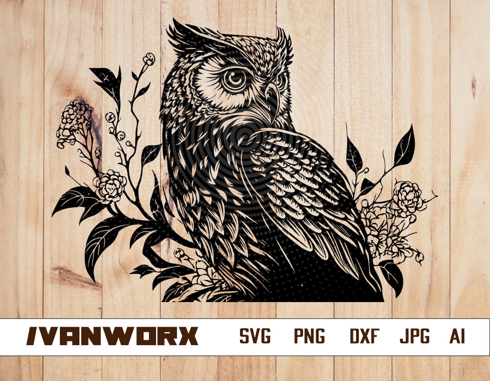 Floral Owl Svg File | Floral Animal Svg | Owl Svg | Owl Cut Files | Owl ...