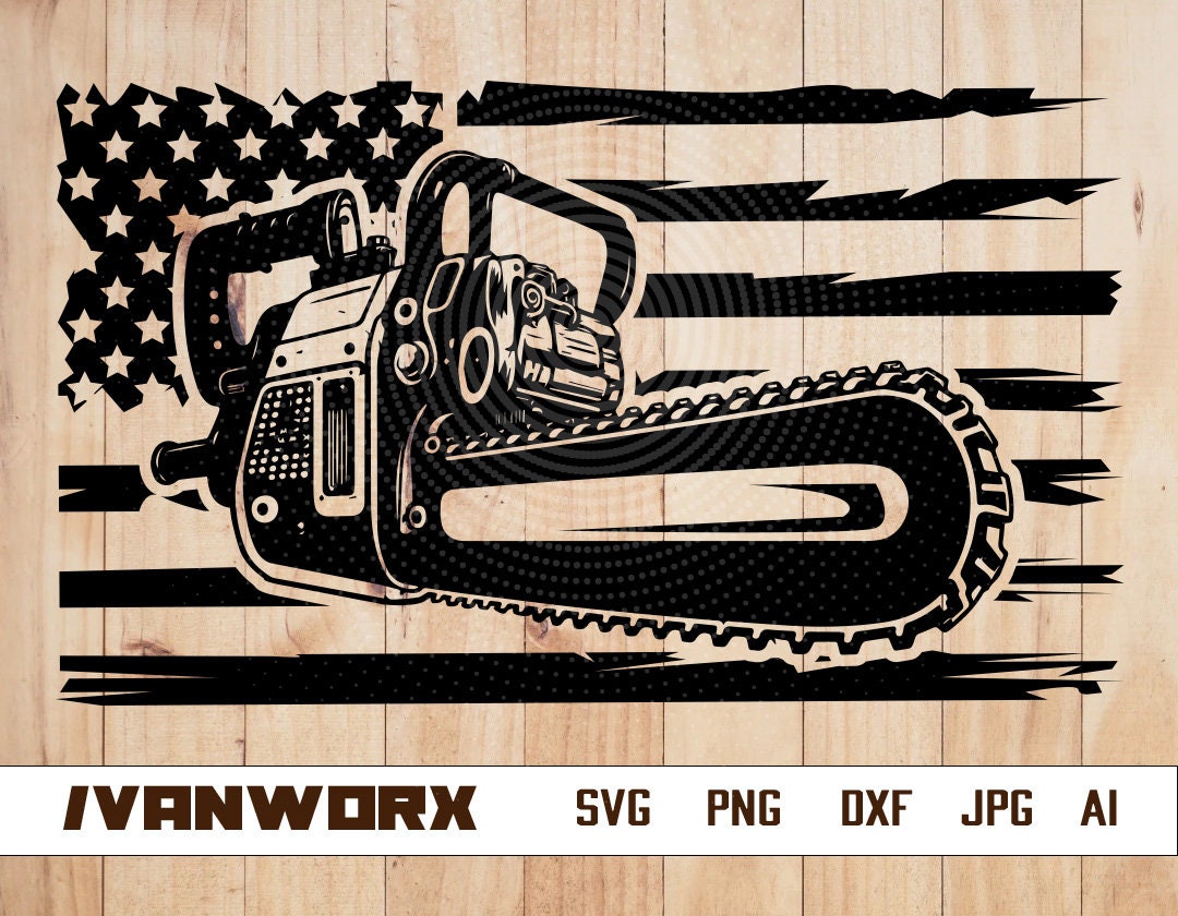US Chainsaw Svg | Double Chain Saw Clipart | Wood Saw Cut File ...