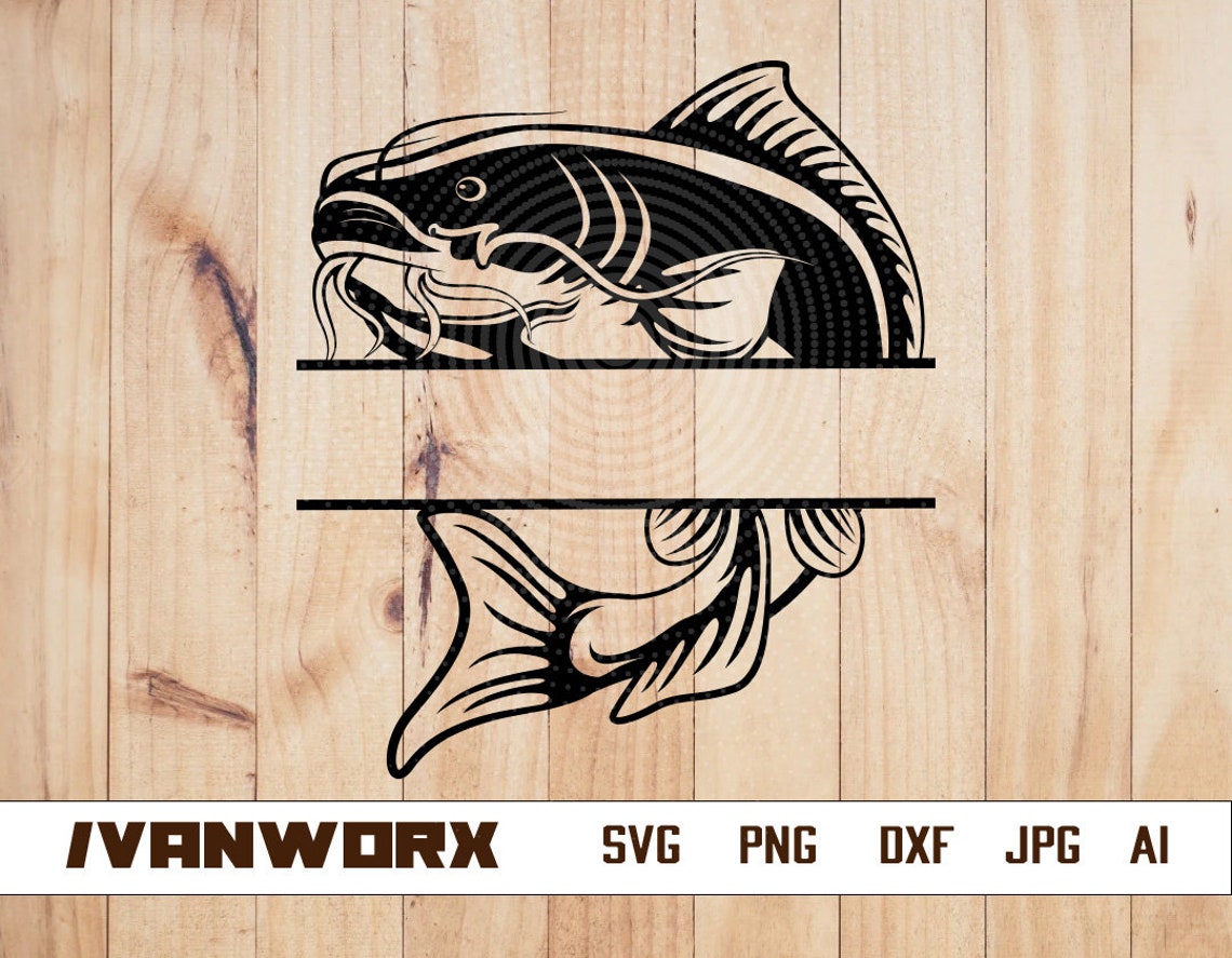 Catfish Outdoor Fishing Scene Svg | Catfish Clipart | Catfish T-shirt ...
