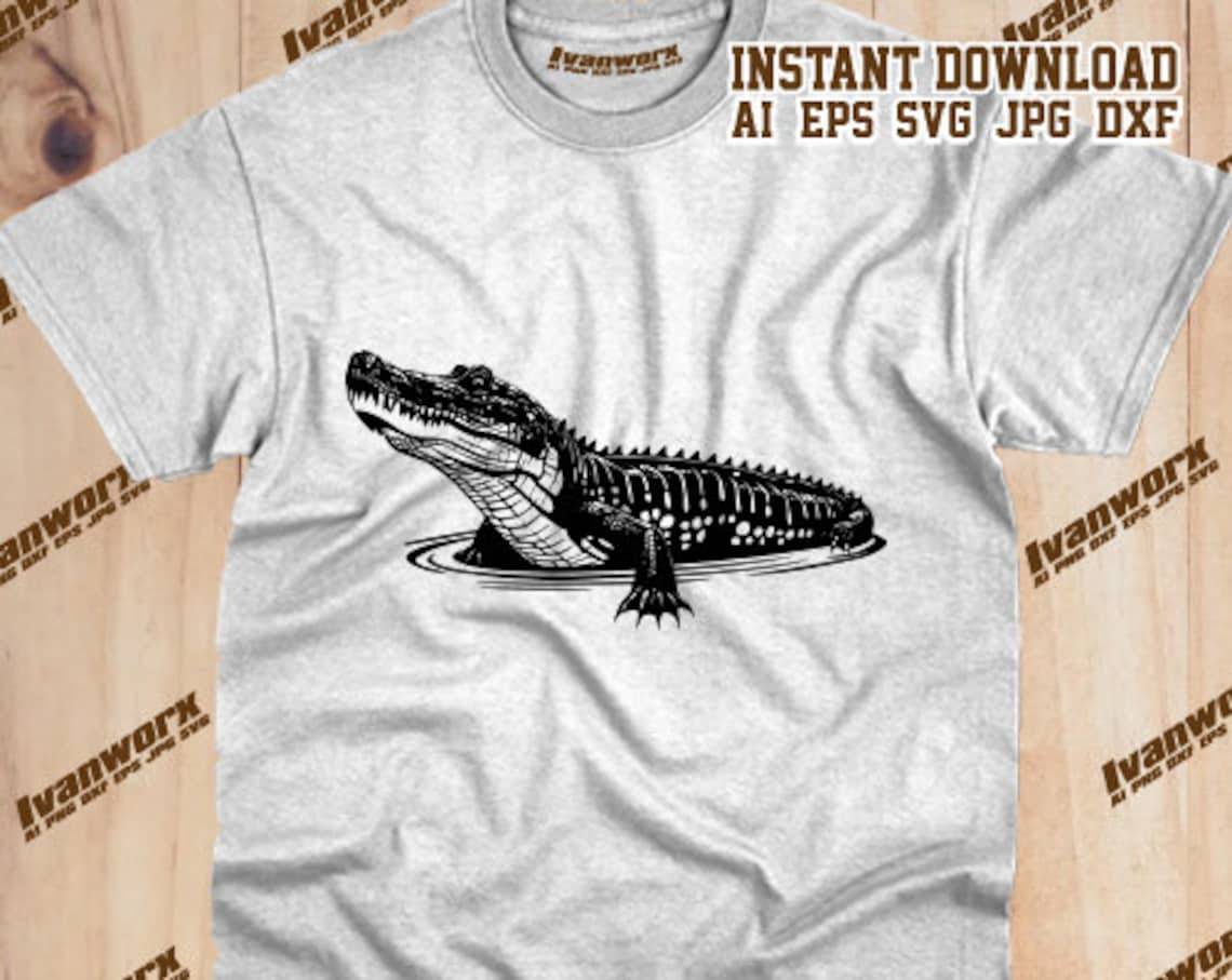 Crocodile in Swamp Svg Alligator Clipart Wild Animal Cut File River ...