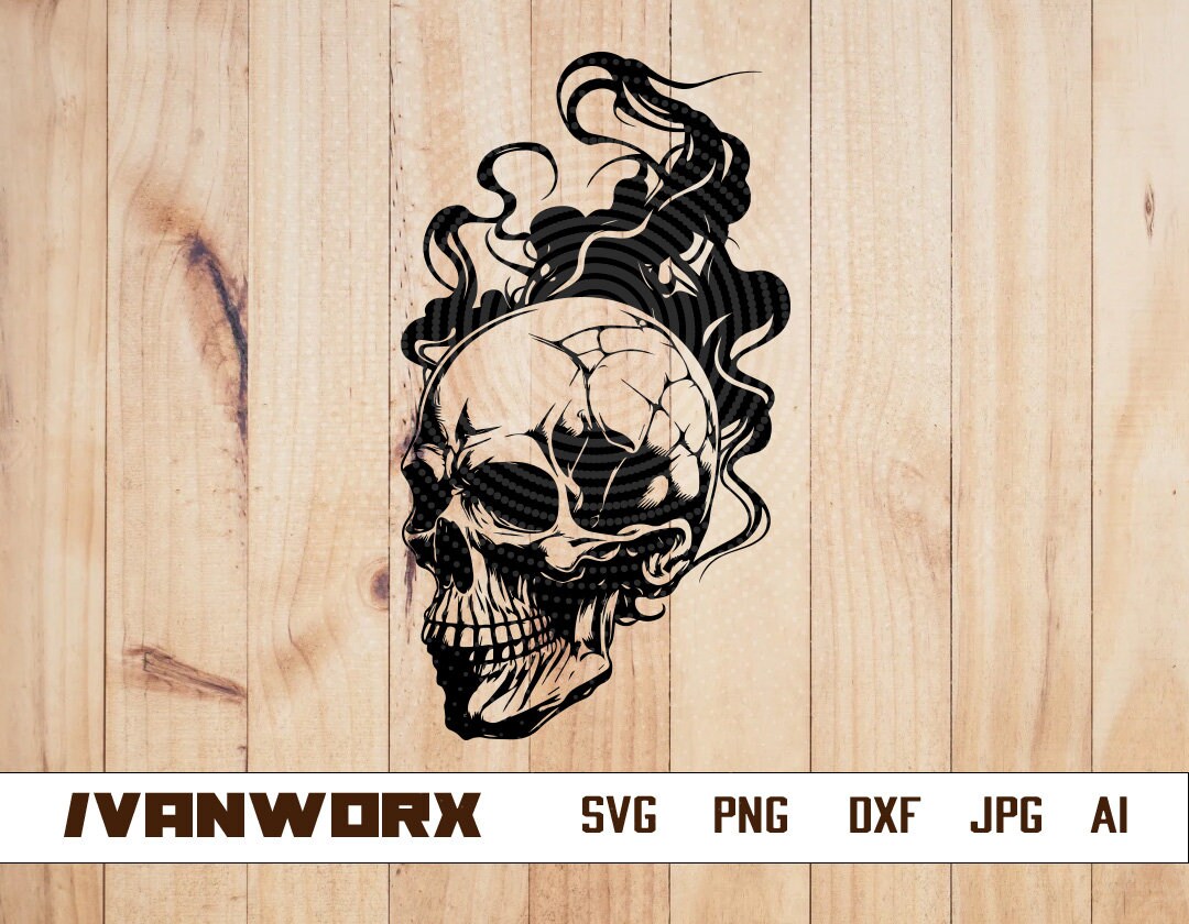 Skull Svg Skull on Fire Flaming Skull Svg Fire Skeleton SVG Gothic ...