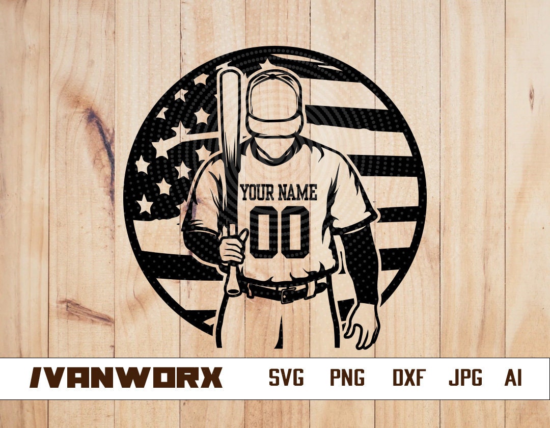 US Baseball Player Svg | Baseball Clipart | Personalized Name Svg ...