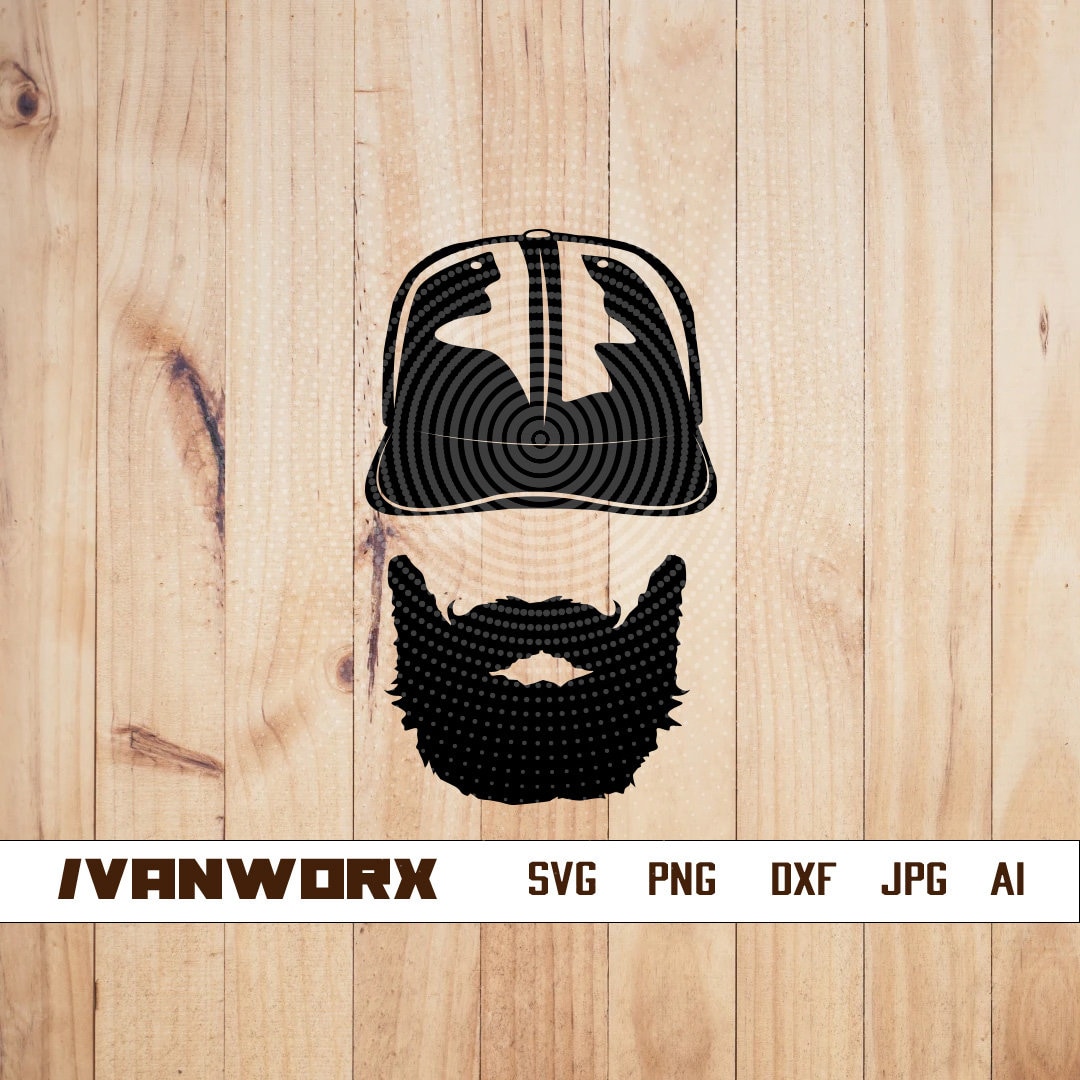 Beard Man With Cap Svg Beard Clipart Beard Cap Stencil - Etsy