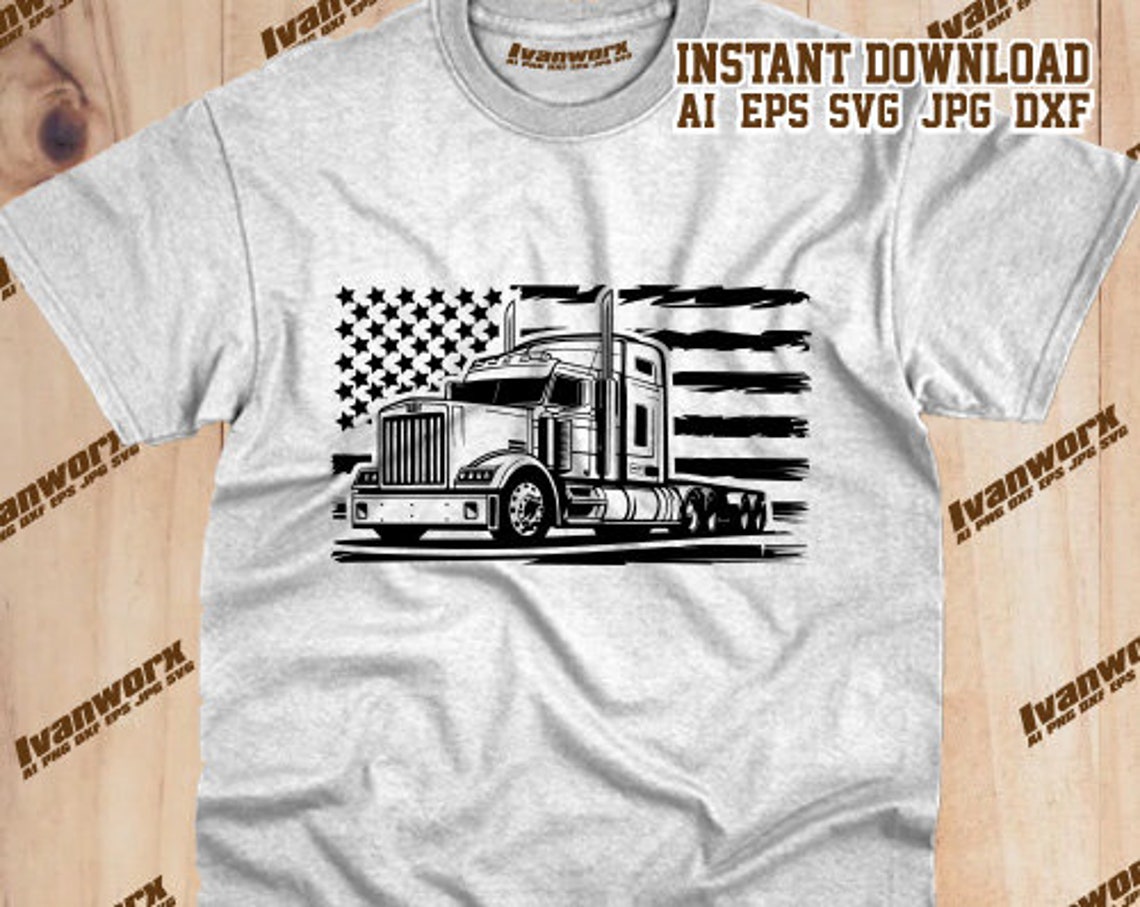 US Semi Truck Svg | Truck Driver Clipart | Trucking Vehicle Cut File ...