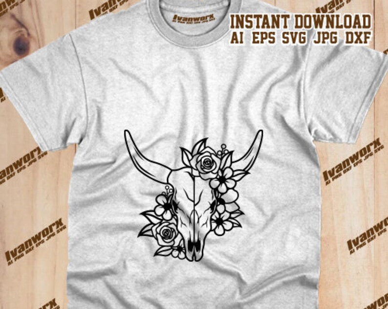 Cráneo de vaca svg / Clipart de animales salvajes / Plantilla de toro ...
