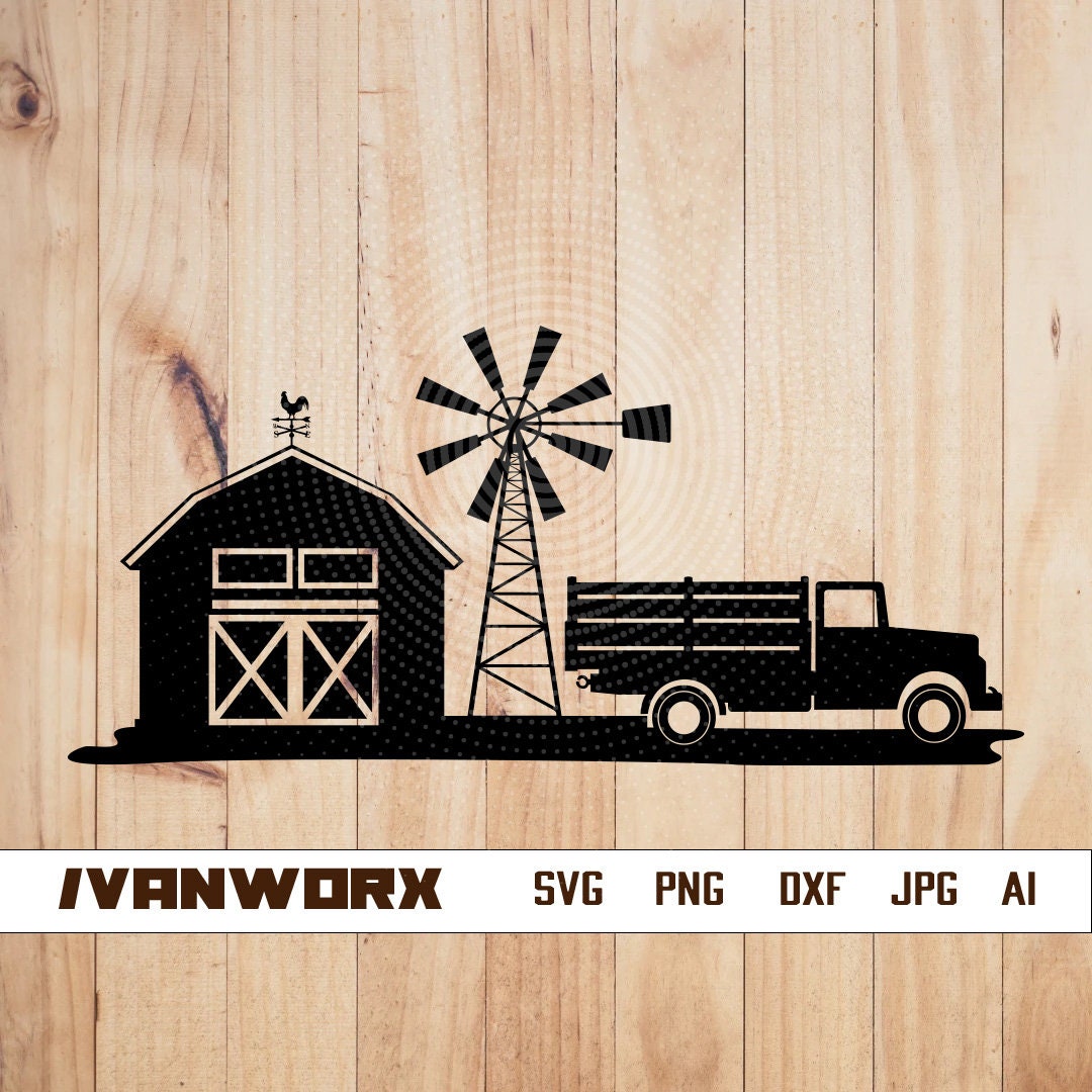 Farm Scene Svg | Barn With Truck Svg | Farm Scene | Farm Png | Farm Png ...