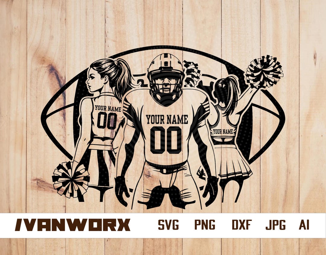 Cheerleader Svg | Football Player Svg | Football Name Svg | Cheer Dance ...