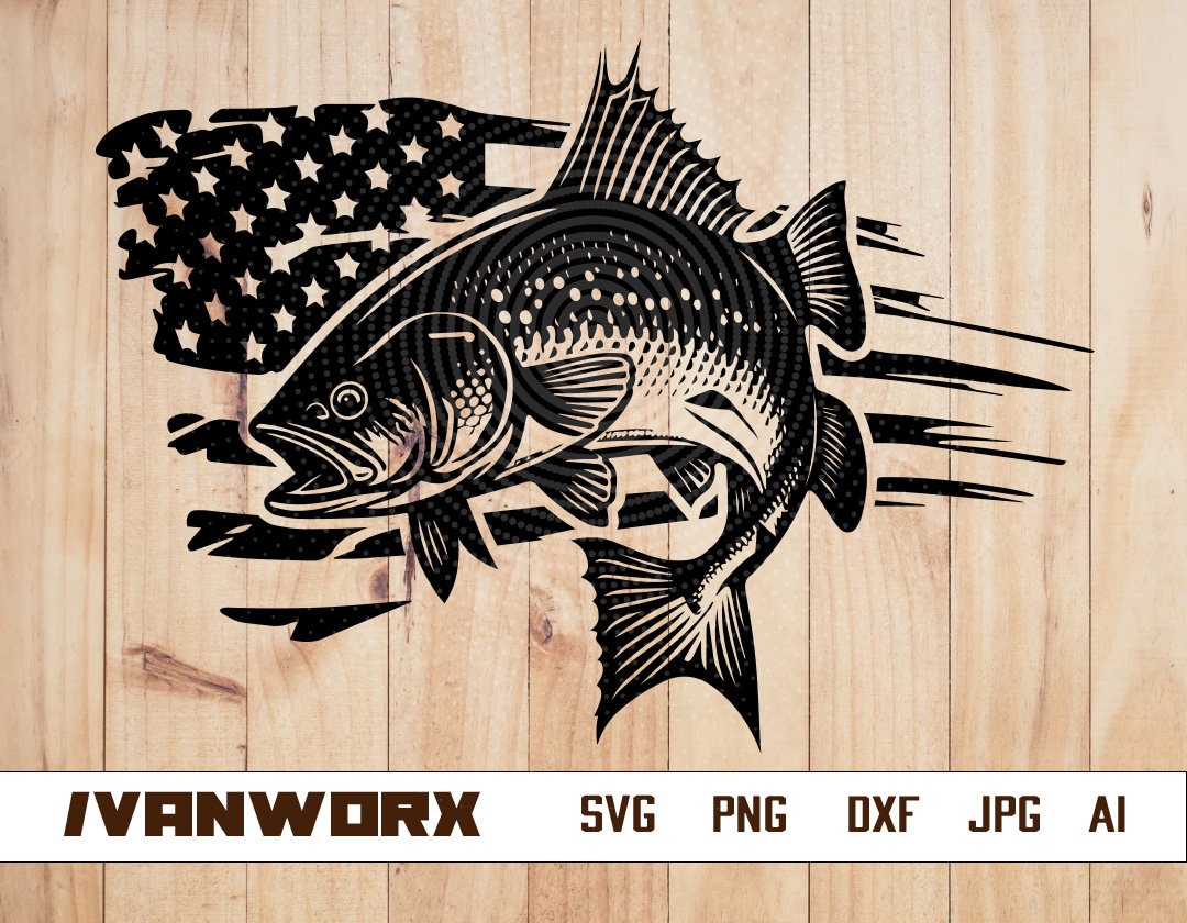 US Bass Fishing Svg File | Us Bass Angling Svg | Bass Fish Svg | US ...