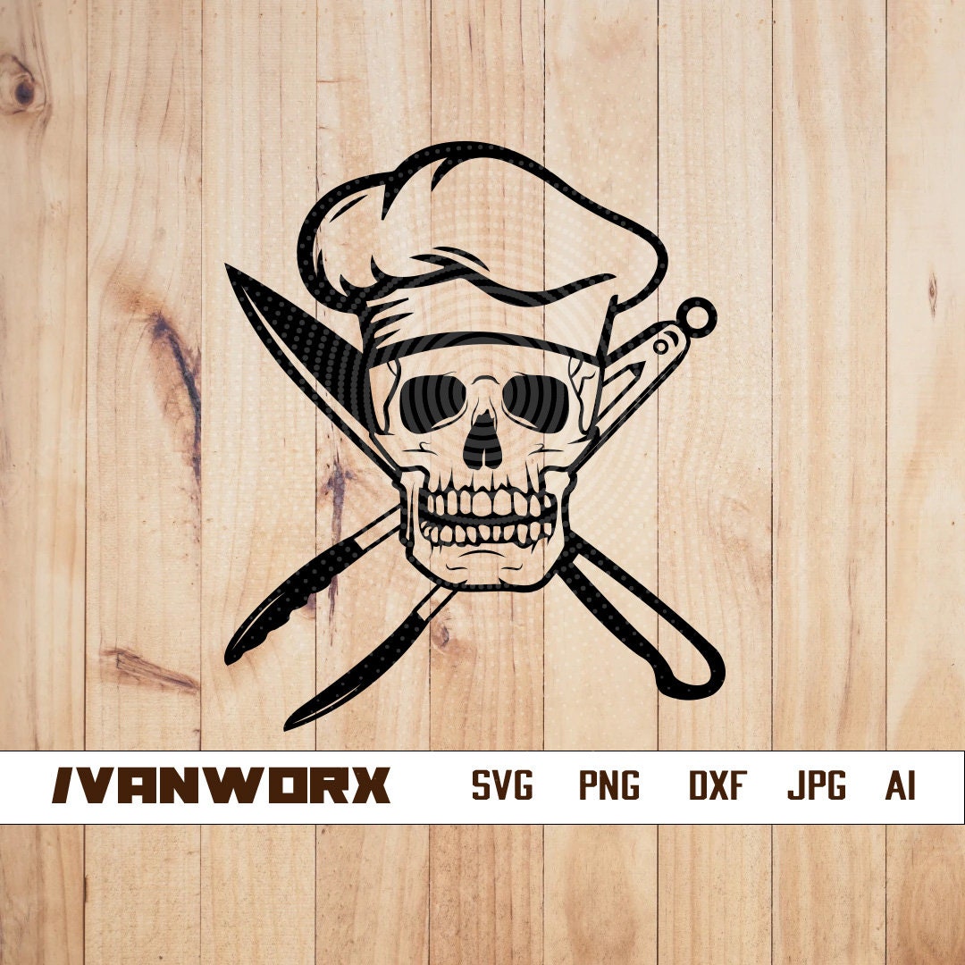 Skull Chef | Chef Tools Floral Svg | Chef Tools Png | Chef Tools Cut ...