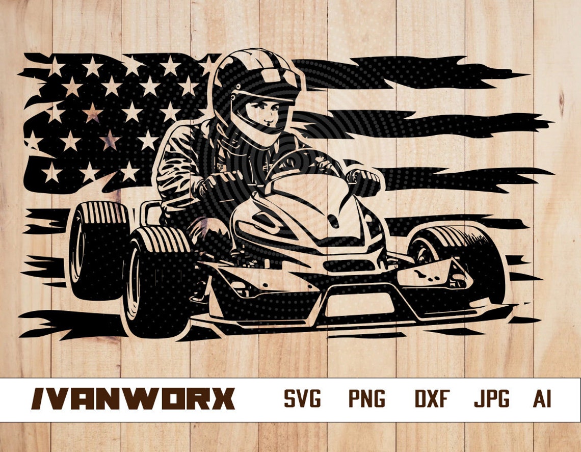 US Go Kart Riding Svg File Go Kart Clipart Kart Svg Kart Riding Svg ...