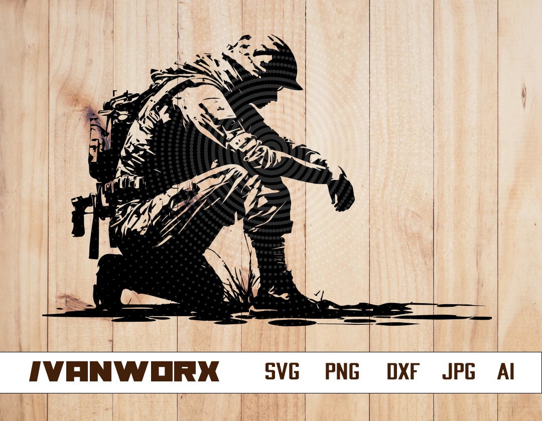 Soldier Kneeling SVG | Army SVG | Military T-shirt Decals Sticker ...