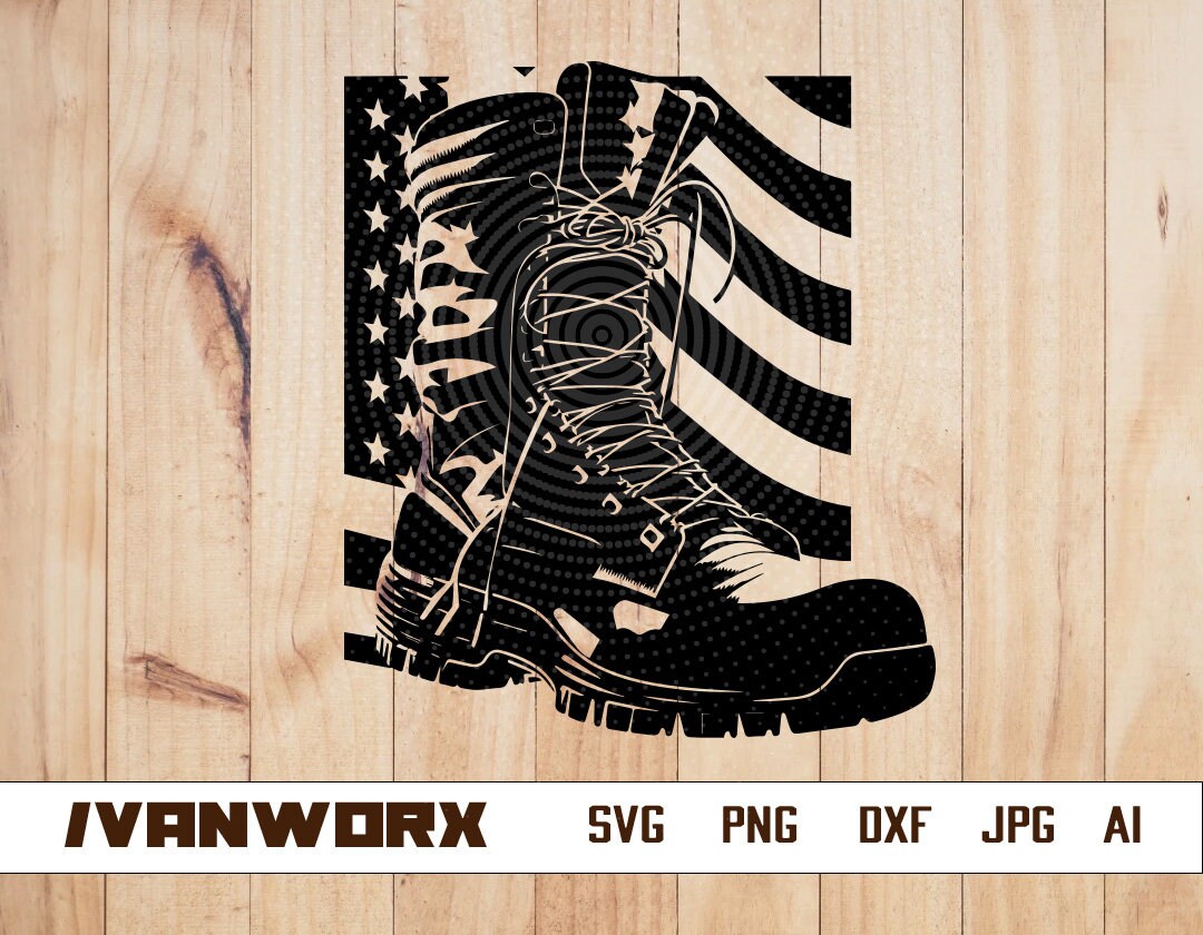 US Combat Boots Svg File || Military Combat Boots Svg || Army Combat ...