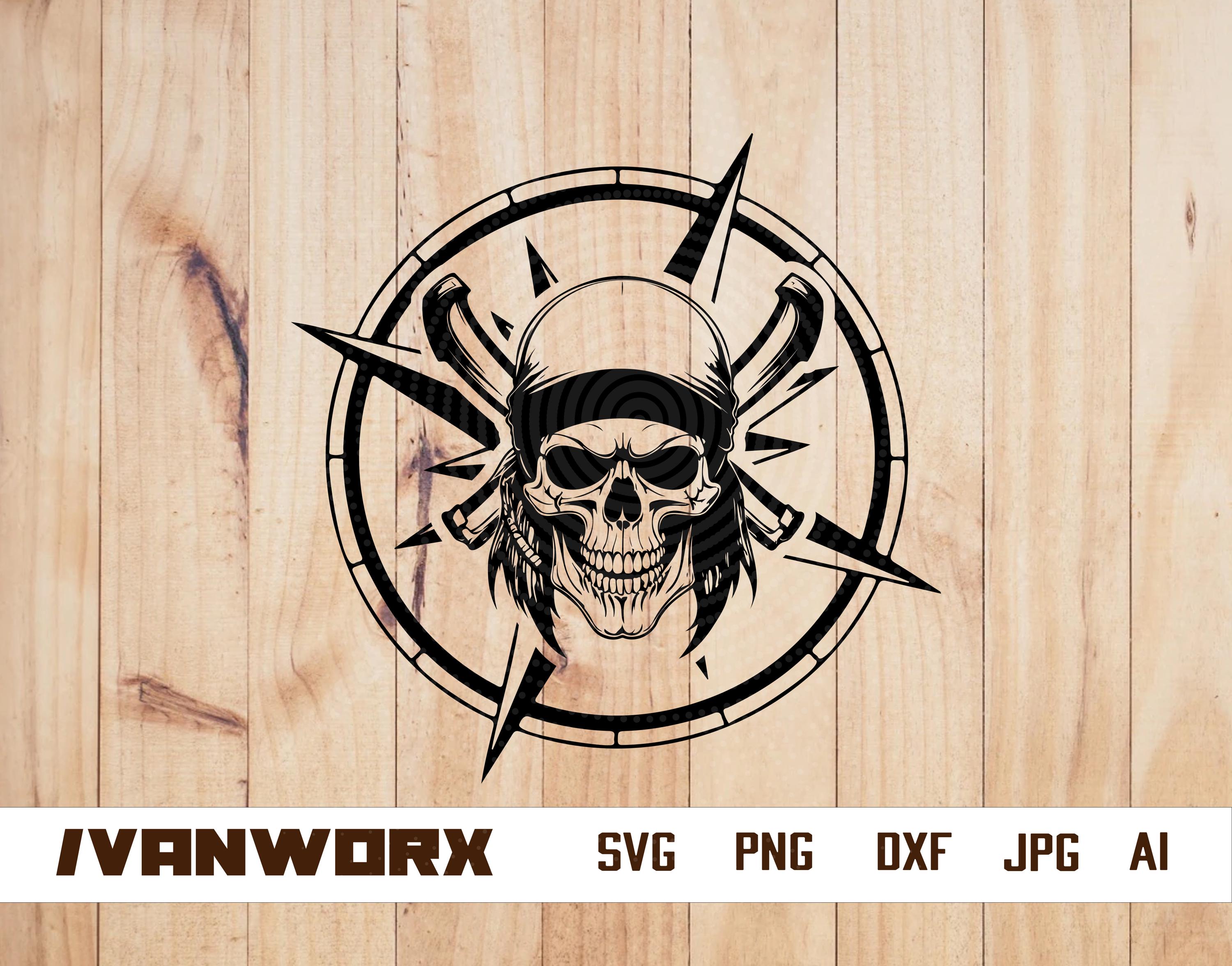 Pirate Compass SVG Pirate Skull Svg Skull Compass Svg Nautical SVG ...