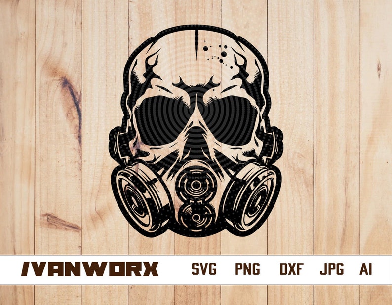 Skull Gas Mask Svg Gasmask Clipart Biohazard Cut File Toxic Skull ...
