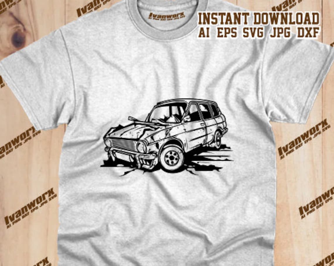 Car Wrecked Svg Smashed Car Clipart Car Accident Cut File Car Crash ...