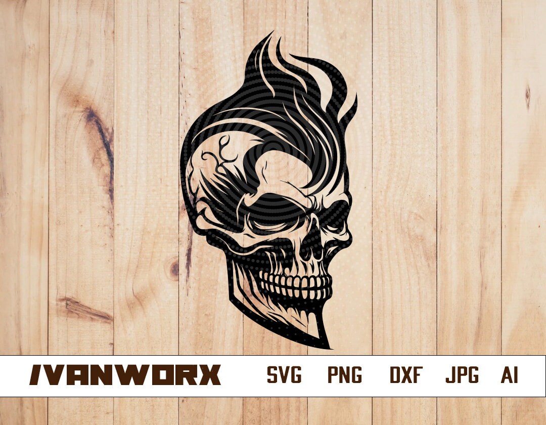 Flaming Skull Svg Skull Svg Skull Clipart Skull Head Svg Skeleton SVG ...