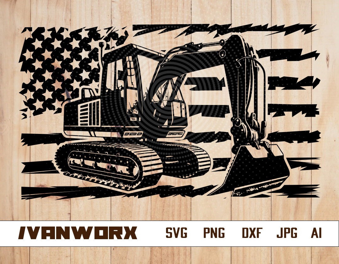 Us Excavator Svg | Heavy Equipment Svg | Excavator Clipart | Pipeliner ...