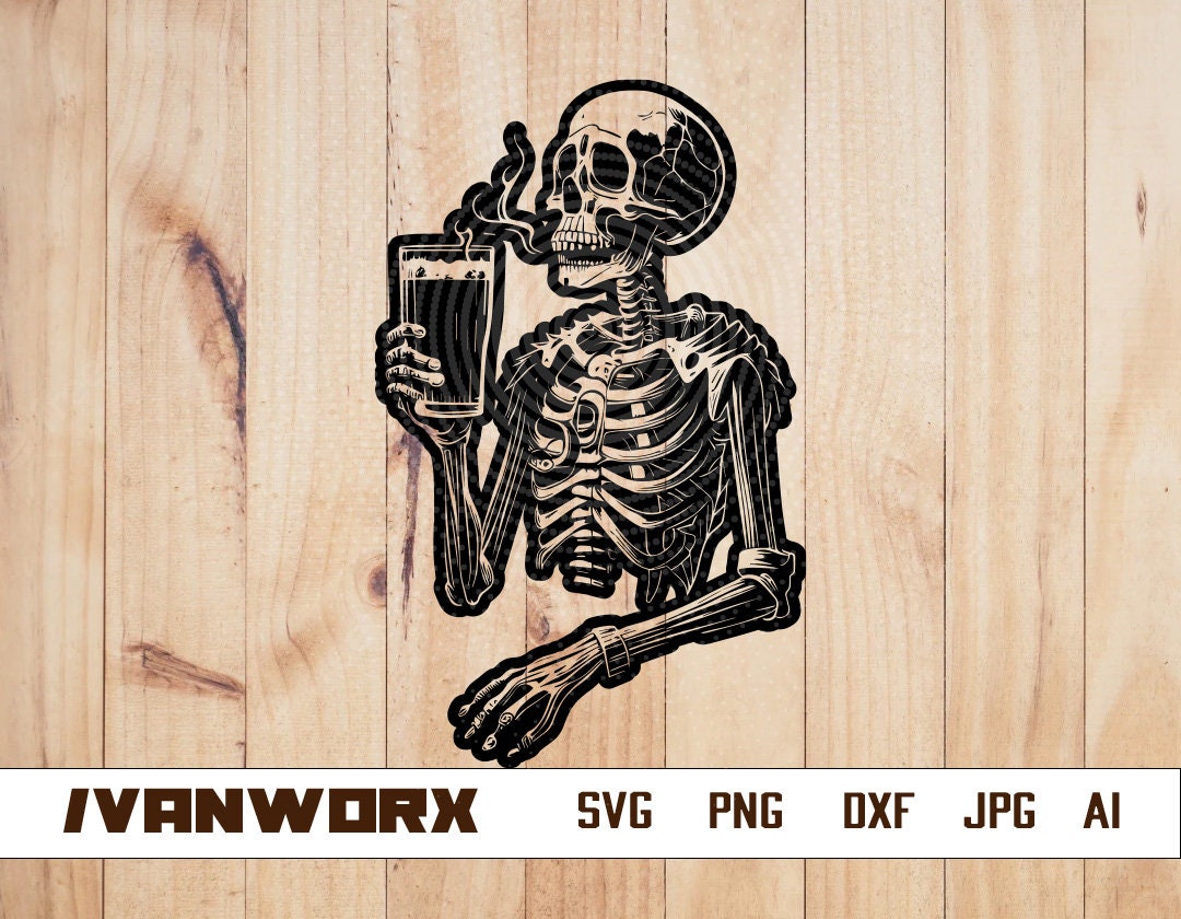 Skeleton Drinking Beer SVG | Beer Svg | Party Alcoholic Drink Png ...
