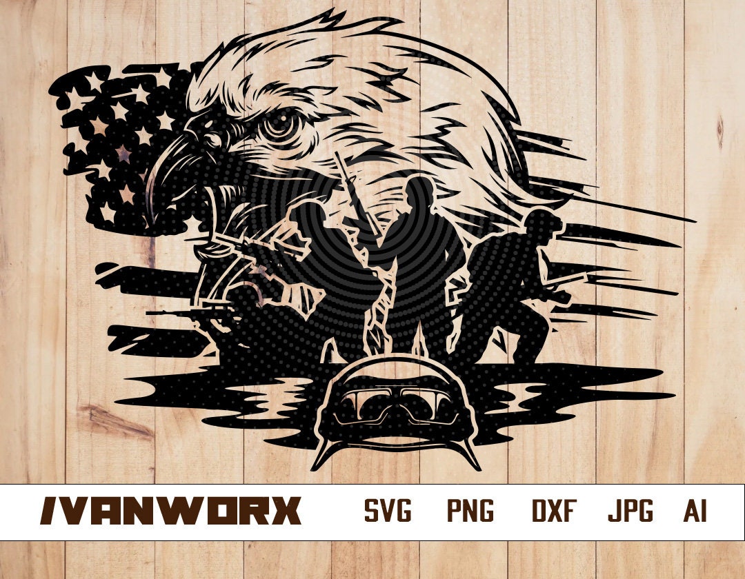 US Patriotic Eagle Soldier Svg Military Eagle Svg American Eagle Svg ...