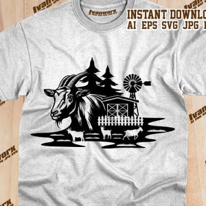 Goat Scene Svg | Goat Clipart | Farm Goat Svg | Goat Scene Png | Goat ...