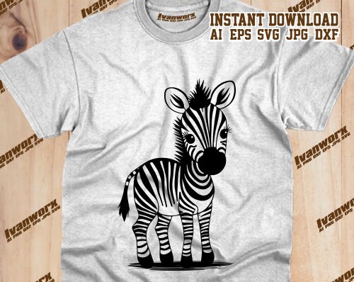 Cute Baby Zebra Svg | Baby Animal Clipart | Jungle Cut File | Zoo ...