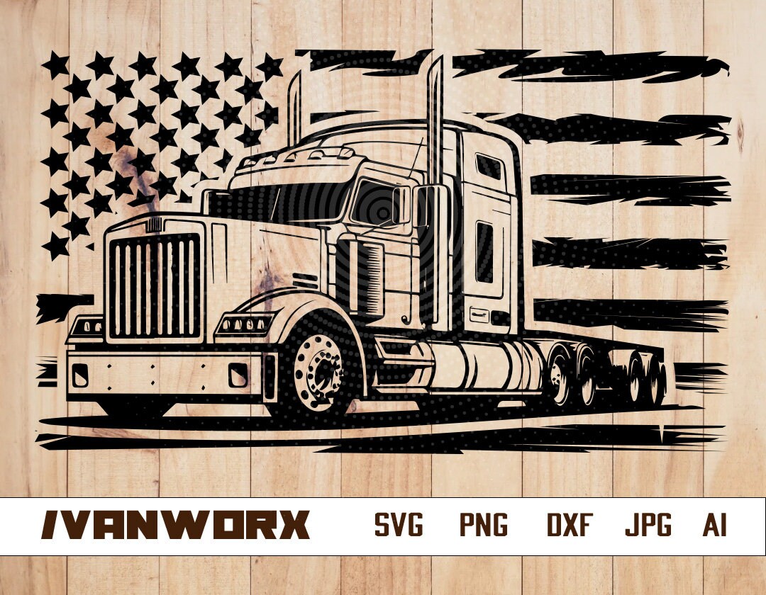US Semi Truck Svg | Truck Driver Clipart | Trucking Vehicle Cut File ...