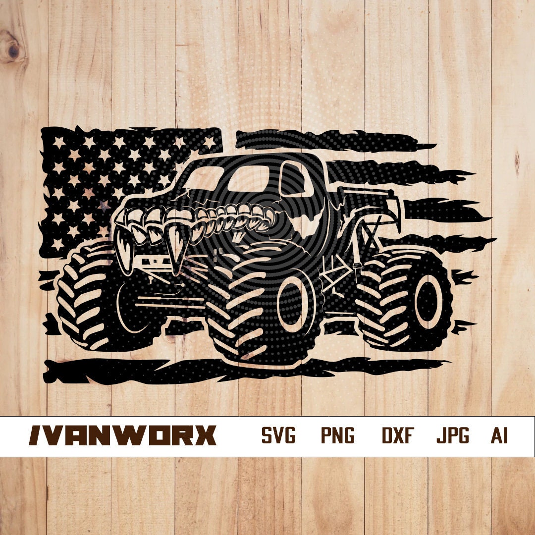 US Monster Truck Svg | Monster Truck Png | Monster Truck T-shirt Design ...