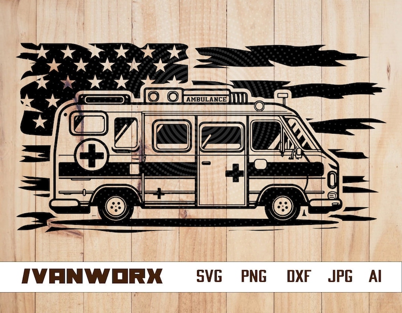 US Ambulance Clipart Svg File Rescue Svg Rescue Truck Svg US Emergency ...
