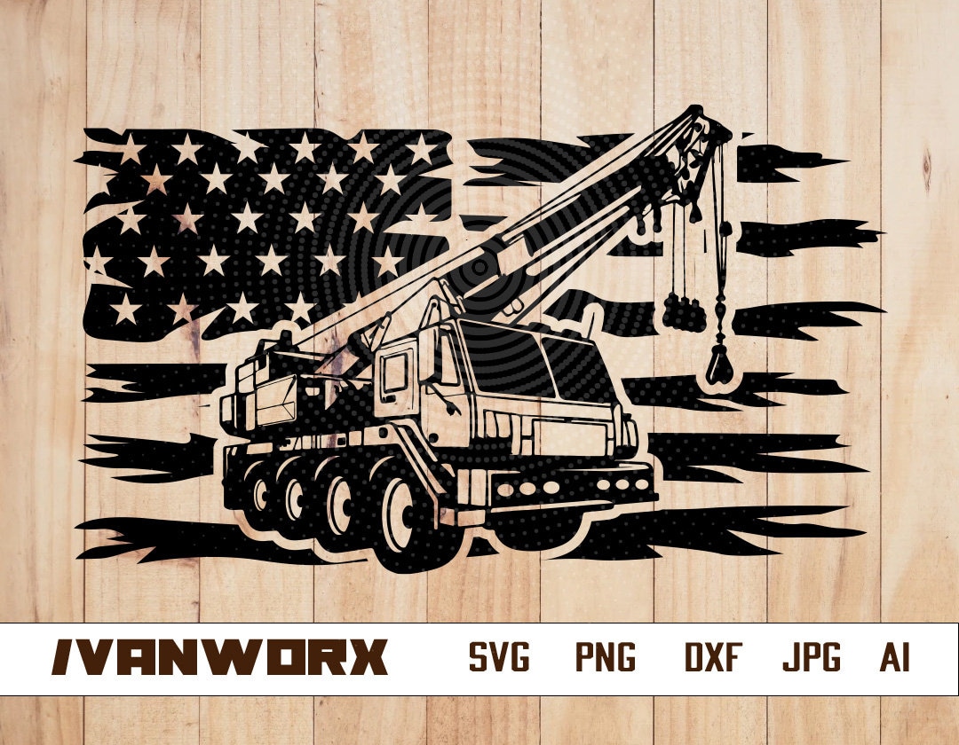 US Mobile Crane Truck Svg | Construction Clipart | Heavy Machinery Svg ...