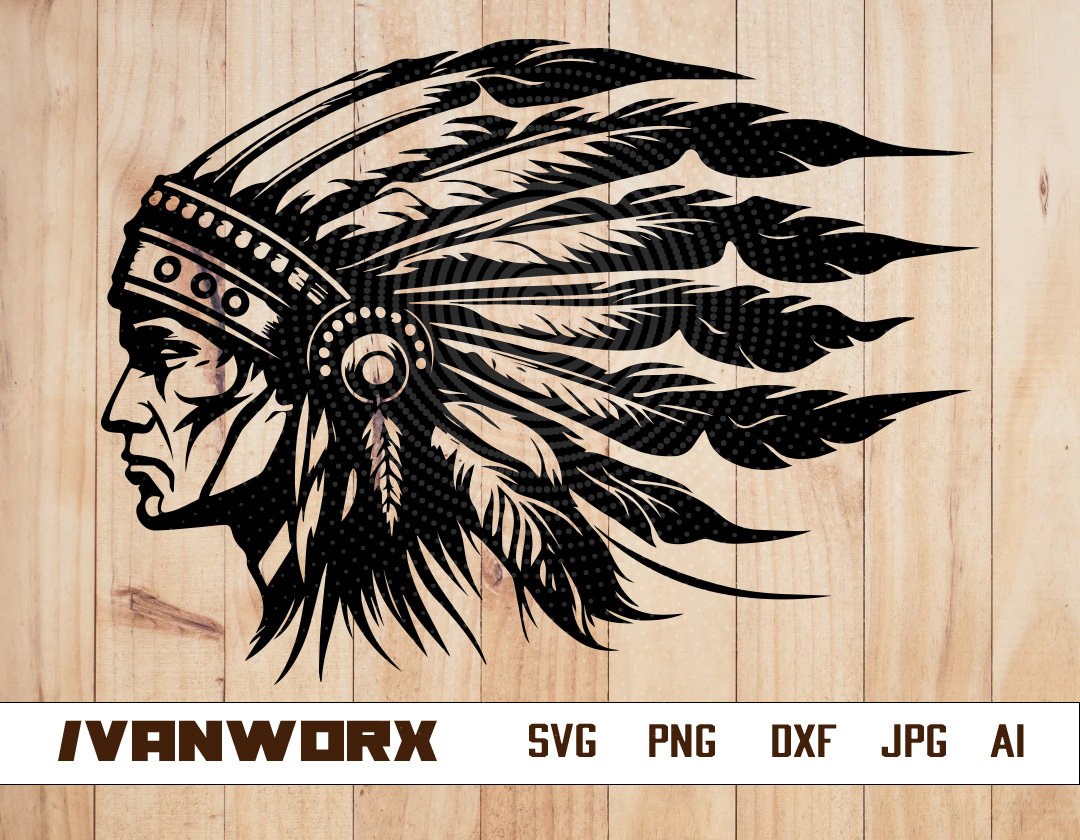 Native American Svg Indian Tribe Chief Clipart Wolf Scene Cut File Boho ...