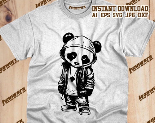 Panda Bear Hiphop Svg | Cool Panda Clipart | Hipster Panda Bear Cut ...