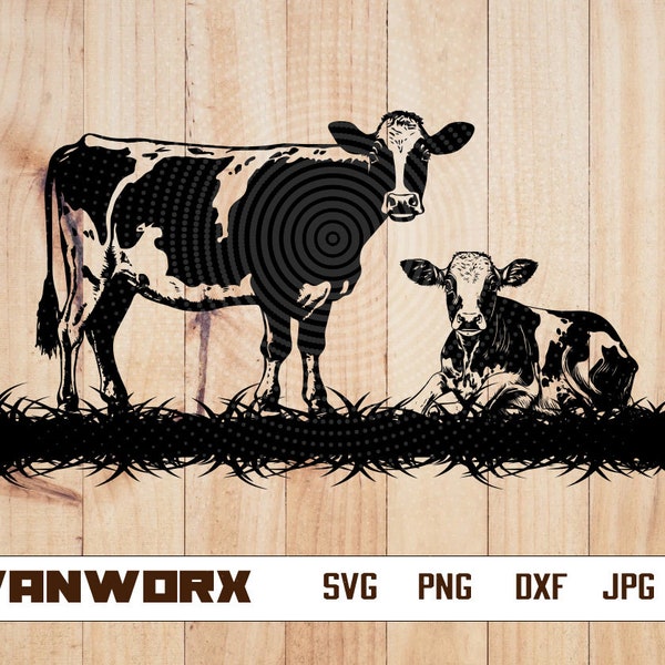 Cow Scene Dxf Svg - Etsy