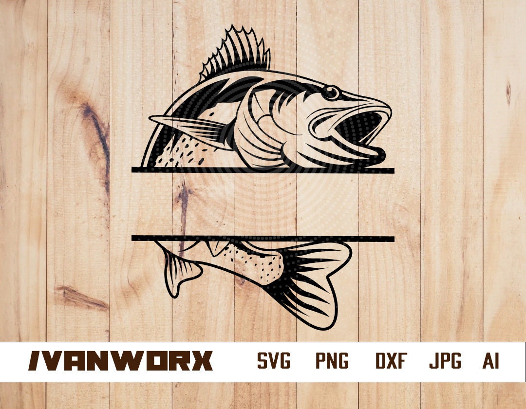 Walleyed Fish Outdoor Fishing Scene Svg | Wall Eyed Fish Clipart | Wall ...