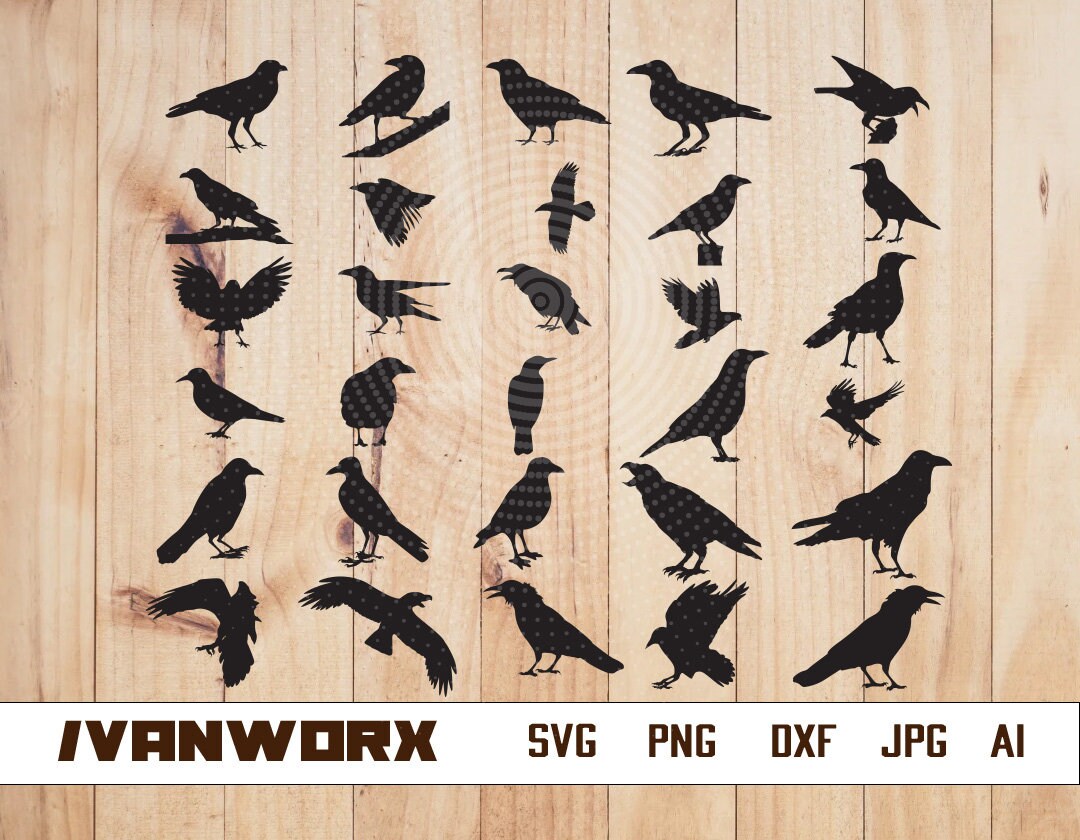 Crow Bundle SVG Raven SVG Halloween Shirt Tattoo Decal Wall Art Design ...